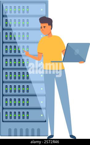 System administrator icon cartoon vector. Computer server. Engineer ...