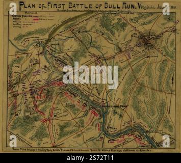 Plan of the First Battle of Bull Run, Virginia. July 21st 1861. 1861 by ...