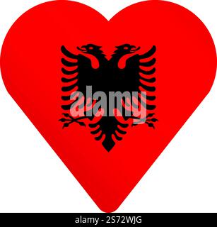 Heart albania emblem icon cartoon vector. Tirana map. Capital ...