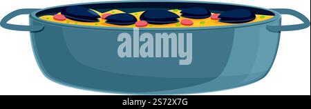 Paella menu icon cartoon vector. Spanish food. Spain cuisine Stock ...