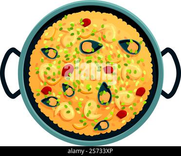 Paella cuisine icon cartoon vector. Spanish food. Restaurant menu Stock ...
