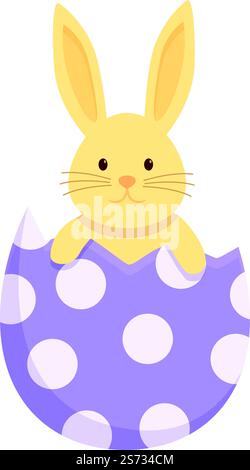 Rabbit in eggshell icon cartoon vector. Cute bunny. Spring animal Stock ...