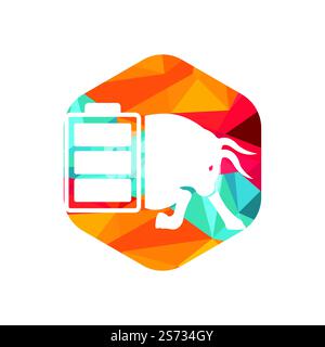 Bull Battery vector logo design template. Strong energy logo concept ...