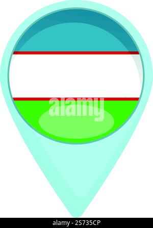 Uzbekistan gps location icon cartoon vector. Flag emblem. Sign asia ...