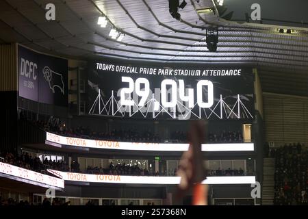 The stadiums big screen displays the match attendance of 81,126 during ...