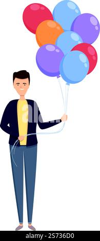 Cute balloon seller icon cartoon vector. Street man. Sell performer ...
