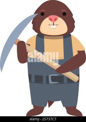 Mole take pickaxe icon cartoon vector. Cute animal. Zoo activity Stock ...