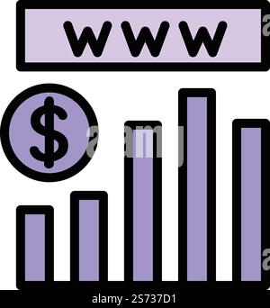 Computer loan chart icon. Outline computer loan chart vector icon color ...