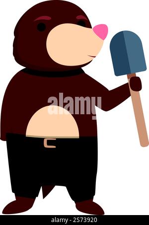 Mole take shovel icon cartoon vector. Cute animal. Happy ground Stock ...