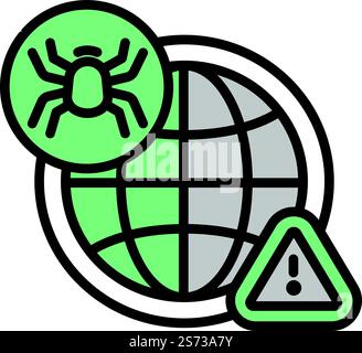 Global digital risk icon outline vector. Cyber attack. Internet ...