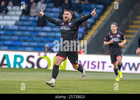 Aldershot Town's Josh Barrett celebrates after scoring his sides third ...
