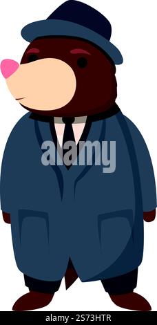 Mole secret agent icon cartoon vector. Cute animal. Molehill life Stock ...