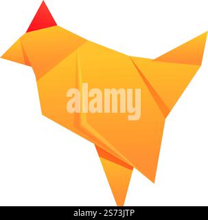 Origami chicken icon cartoon vector. Polygon bird. Art geometric Stock ...
