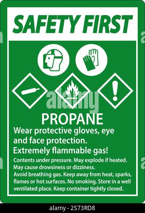 Safety First Propane Flammable Gas PPE GHS Sign Stock Vector Image ...