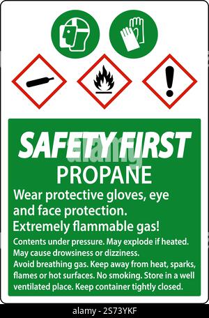 Safety First Propane Flammable Gas PPE GHS Sign Stock Vector Image ...