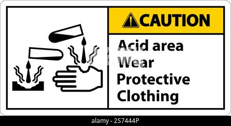 Caution Acid Area Wear Protective Clothing Sign Stock Vector Image ...