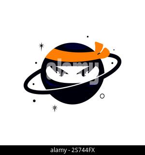 Ninja planet vector logo design template. Ninja character with globe ...