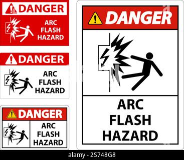 Danger Arc Flash Hazard Sign On White Background Stock Vector Image ...