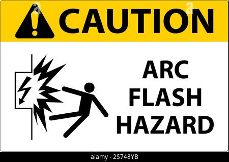 Caution Arc Flash Hazard Sign On White Background Stock Vector Image ...