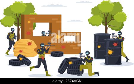 People Playing Paintball of Fighter Player Shooting with Gun Shoot, Aim ...