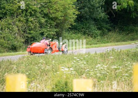 a bright red bugatti type 35B replica open-top sports car, 1971 ...