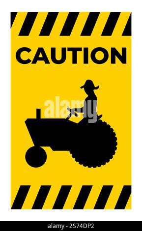 Farm Machinery Crossing Sign On White Background Stock Vector Image ...