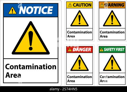 Contamination Area Warning Sign On White Background Stock Vector Image ...