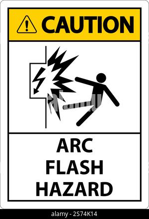 Caution Arc Flash Hazard Sign On White Background Stock Vector Image ...