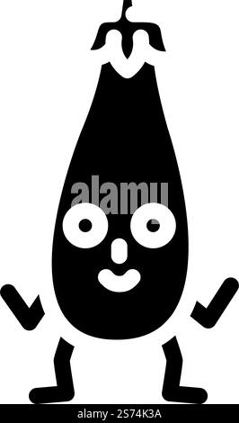 eggplant character glyph icon vector illustration Stock Vector Image ...