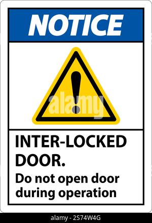 Safety sign notice Interlock doors do not open door during operation ...