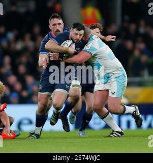 Dublin, Ireland. 18th Jan, 2025. Caelan Doris of Leinster and Rabah ...