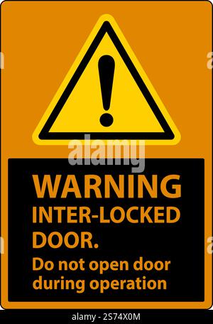 Safety sign caution Interlock doors do not open door during operation ...