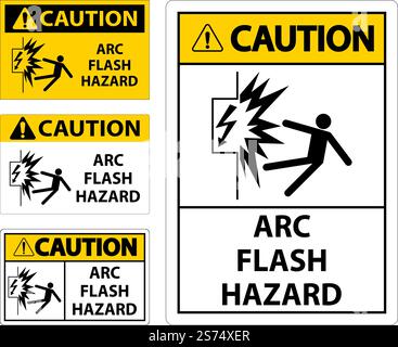 Caution Arc Flash Hazard Sign On White Background Stock Vector Image ...