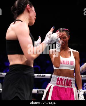 Carla Jade (right) and Melanie Shah following the Misfit Light Title ...
