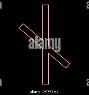 Neon nauthis rune Neidis need night not symbol red color vector ...