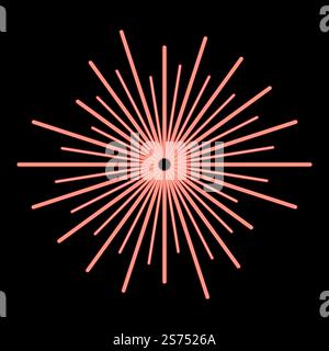 Neon sun rays Sunbeam concept red color vector illustration image flat ...