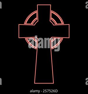 Neon celtic cross red color vector illustration image flat style Stock ...