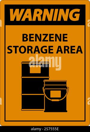 Warning Benzene Storage Area Sign On White Background Stock Vector ...