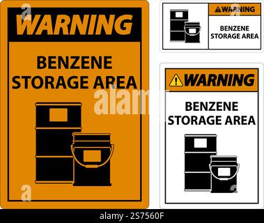 Warning Benzene Storage Area Sign On White Background Stock Vector ...