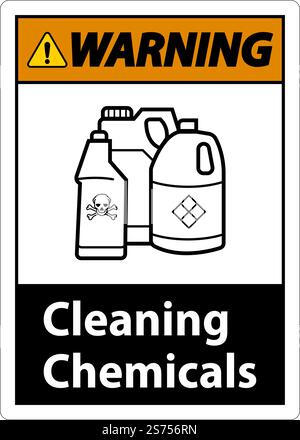 Warning Sign Cleaning Chemicals Sign On White Background Stock Vector ...