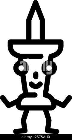 push pin school character line icon vector illustration Stock Vector ...