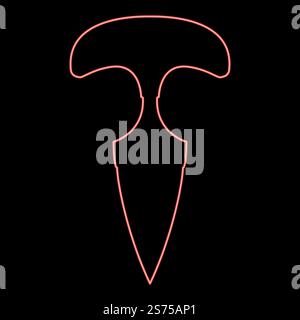 Neon knuckles knife red color vector illustration image flat style ...