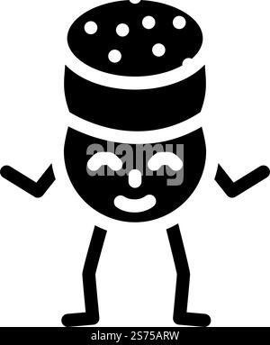 wurst meat character glyph icon vector illustration Stock Vector Image ...