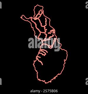Neon map of Finland red color vector illustration image flat style ...