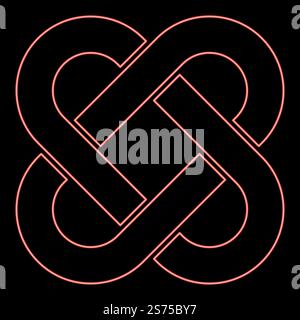 Neon celtic knot red color vector illustration image flat style Stock ...
