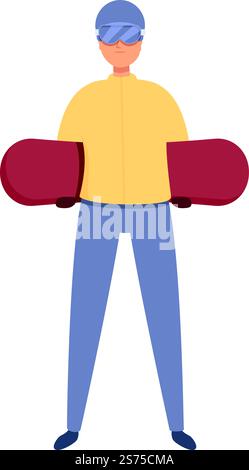 Full snowboarding equipment icon cartoon vector. Sport school. Kid ...