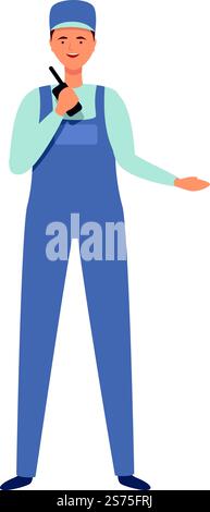 Gasman walkie talkie icon cartoon vector. Gas worker. Oil factory Stock ...