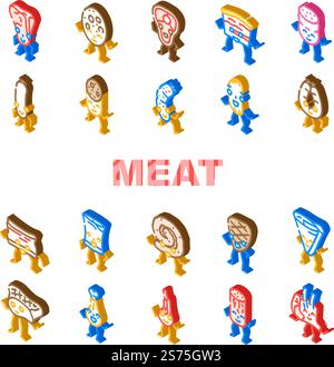 meat character food meal icons set vector Stock Vector Image & Art - Alamy