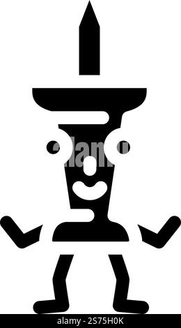 push pin school character glyph icon vector illustration Stock Vector ...