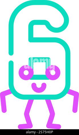 six number character color icon vector illustration Stock Vector Image ...